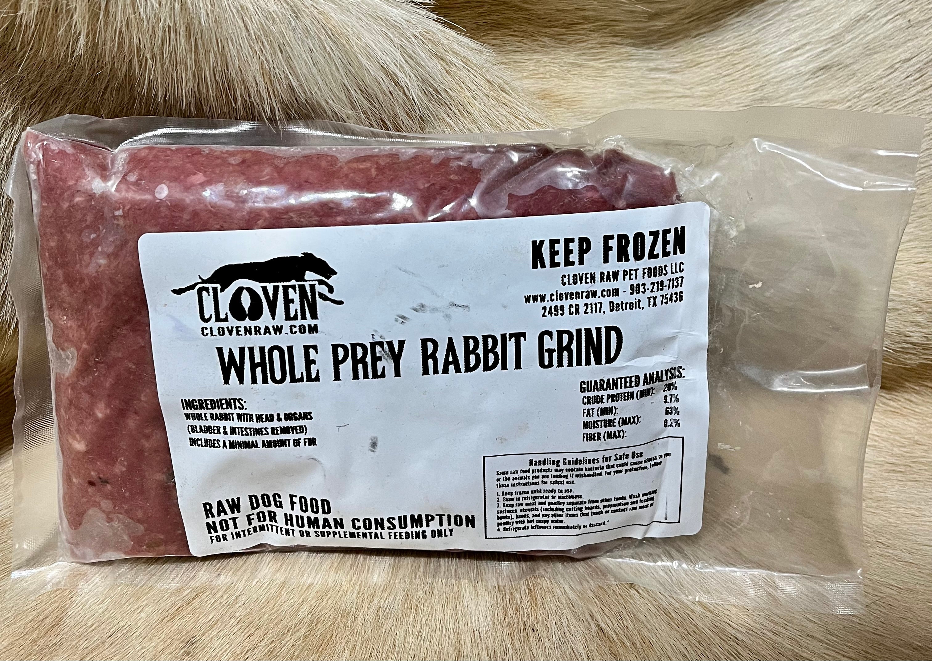 Whole Prey Rabbit Grind Cloven Raw Pet Food Whole Prey Rabbit Grind Cloven Raw Pet Food